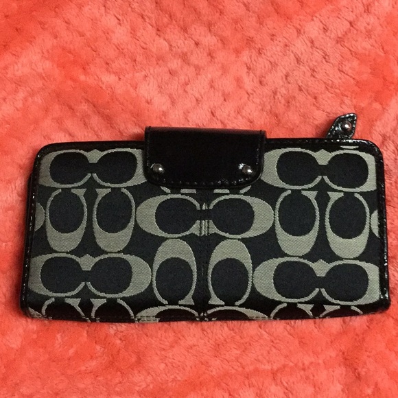 Coach | Bags | Coach Signature Black And Gray Wallet | Poshmark